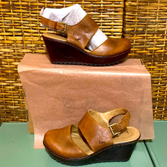 boc | Shoes | Guc Boc Helena Tan Brown Leather Wood Grain Wedge Clog ...